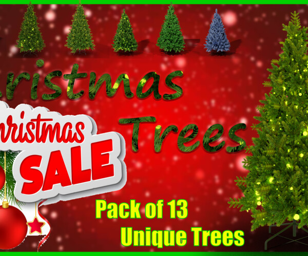 ArtStation - Christmas Trees Pack -(pack of 13) | Game Assets