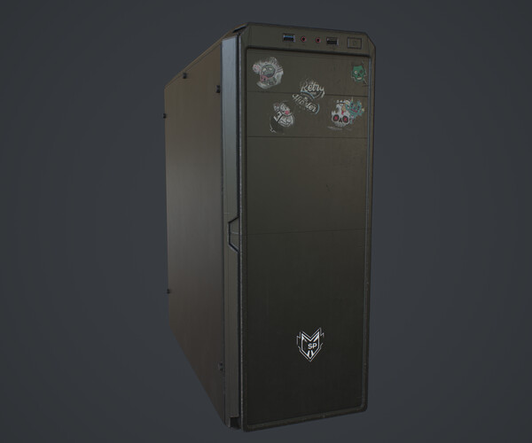 ArtStation - Used Personal Computer Case with Stickers | Game Assets