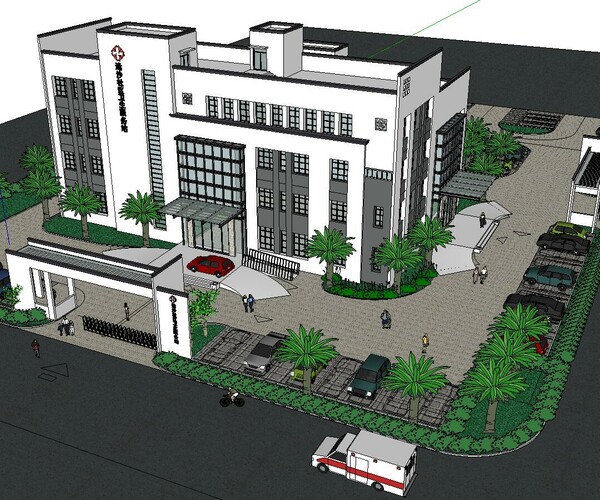 ArtStation - Sketchup City social Building-Hospital -04 | Resources