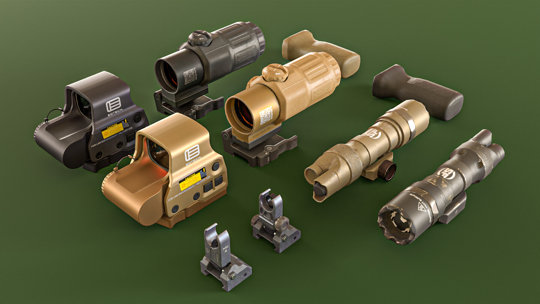 ArtStation - Weapon Attachments Bundle - PBR - Game Ready | Game Assets