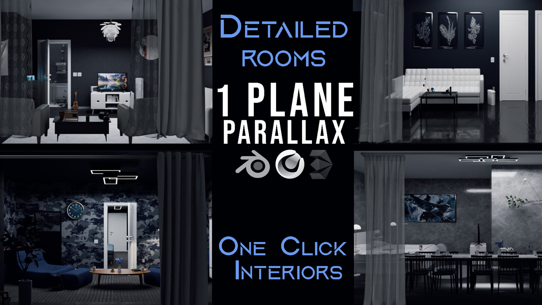 ArtStation - Parallax Detailed Rooms | One Click Interiors | Kpack ...