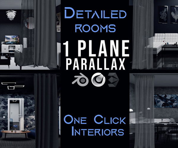 ArtStation - Parallax Detailed Rooms | One Click Interiors | Kpack | Resources