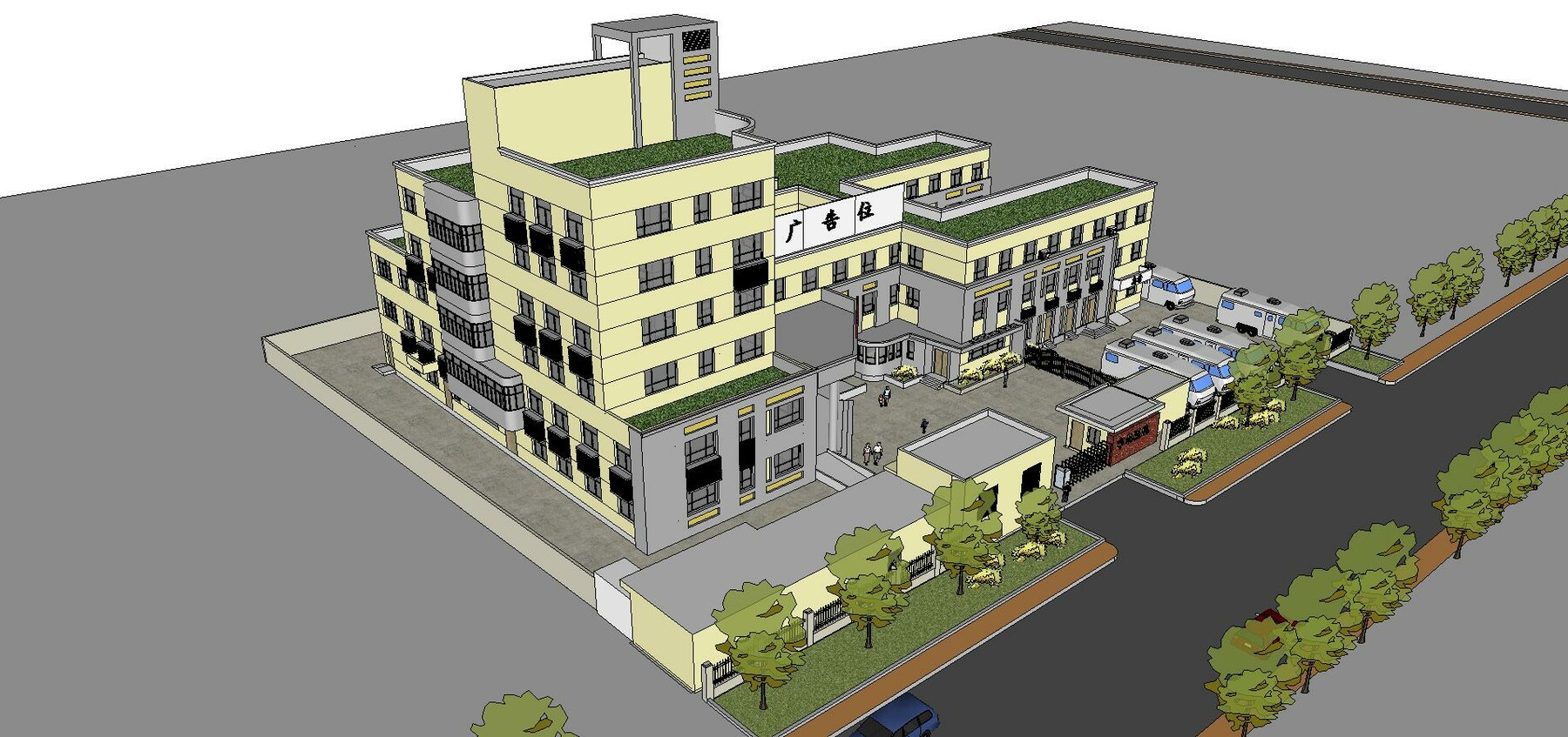 ArtStation - Sketchup City social Building-Hospital -087 | Resources