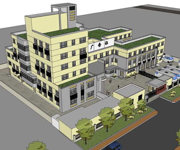 ArtStation - Sketchup City social Building-Hospital -087 | Resources