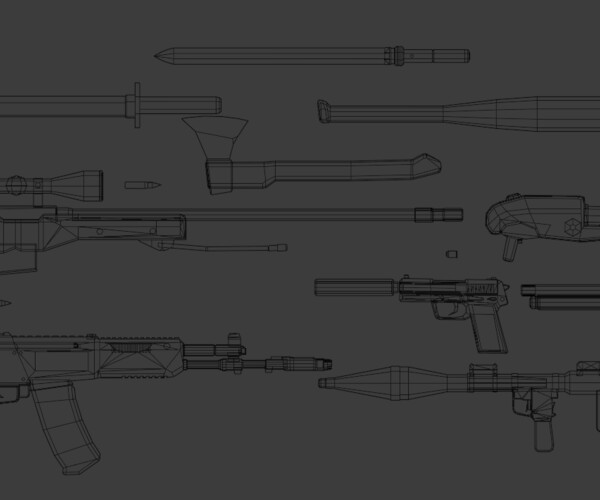 ArtStation - Lowpoly 3D weapon PACK | Game Assets
