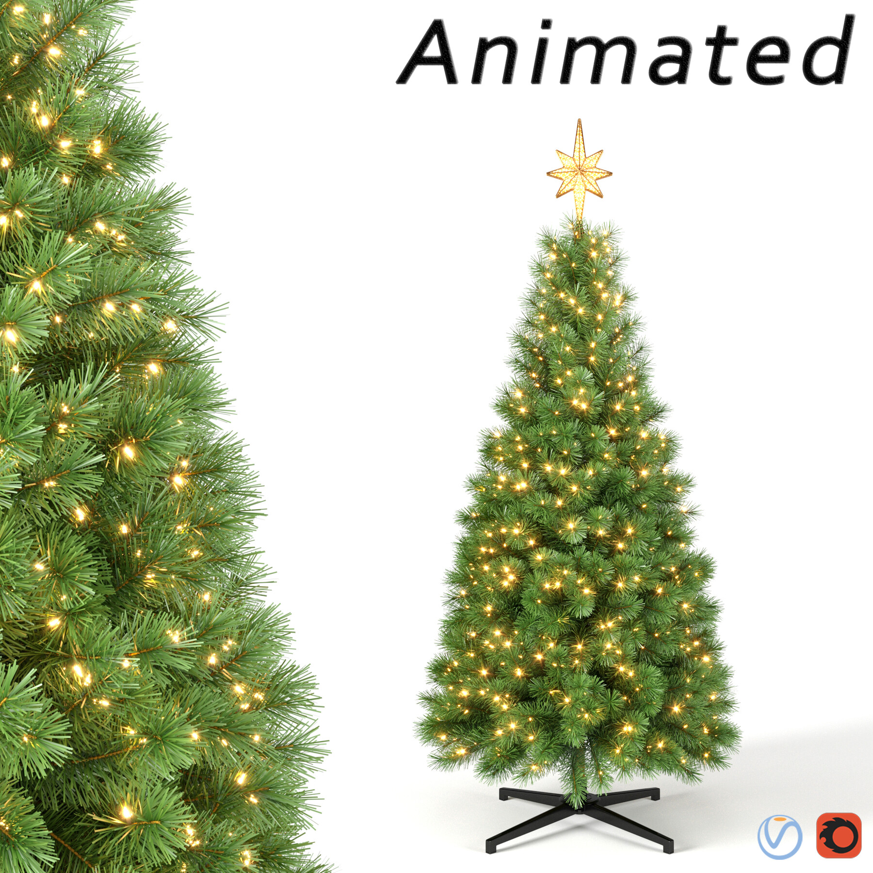 ArtStation - Christmas Tree with Animated Lights - 7 feet | Game Assets