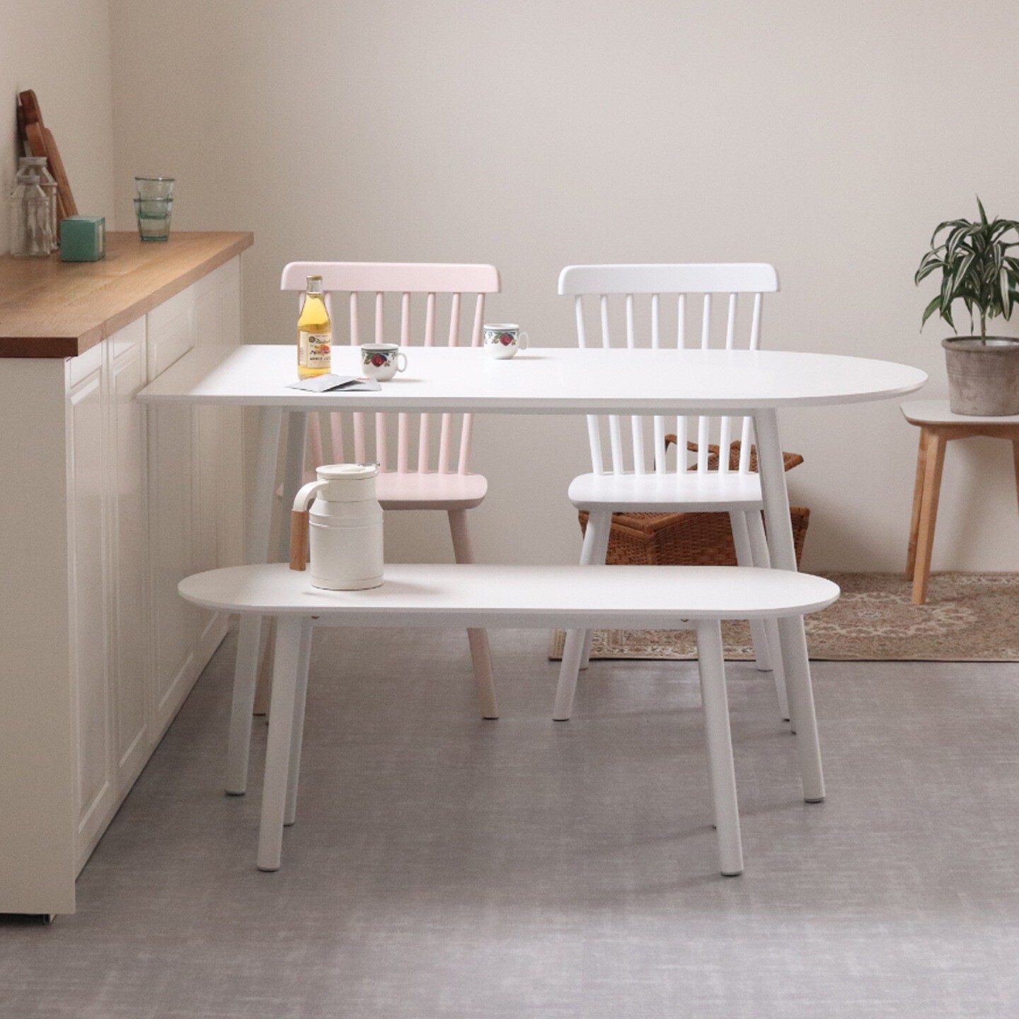 ArtStation - Didi Table Semi-oval laminate white dining table | Resources