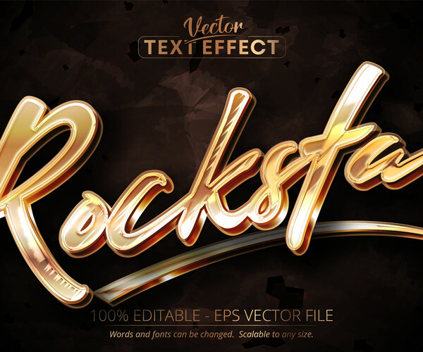 ArtStation - Rockstar text, shiny golden color editable text effect ...