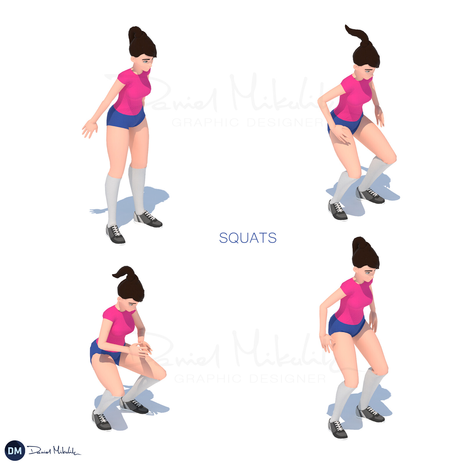 ArtStation - Cartoon Girl Exercise Animation Bundle | Game Assets