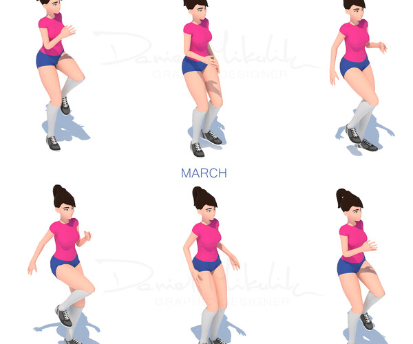 ArtStation - Cartoon Girl Exercise Animation Bundle | Game Assets