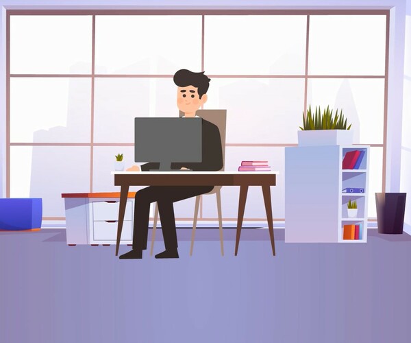 ArtStation - 2d animation of a man working on computer | Resources