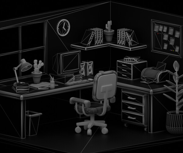 ArtStation - Cartoon Office Room Interior | Game Assets