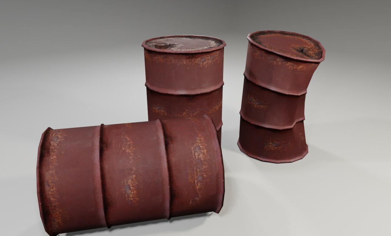ArtStation - Old Rust Drums and Damaged Drums - 3D Model Low Poly ...