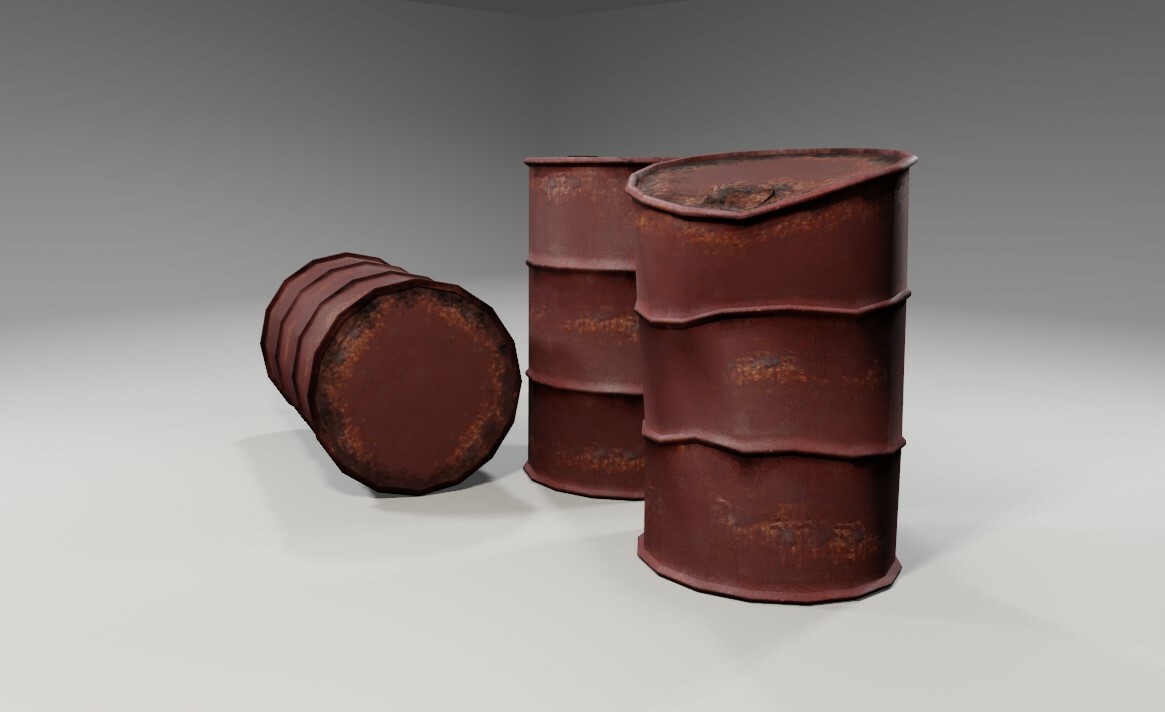 ArtStation - Old Rust Drums and Damaged Drums - 3D Model Low Poly ...