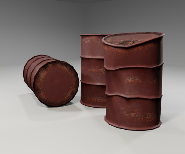 ArtStation - Old Rust Drums and Damaged Drums - 3D Model Low Poly ...