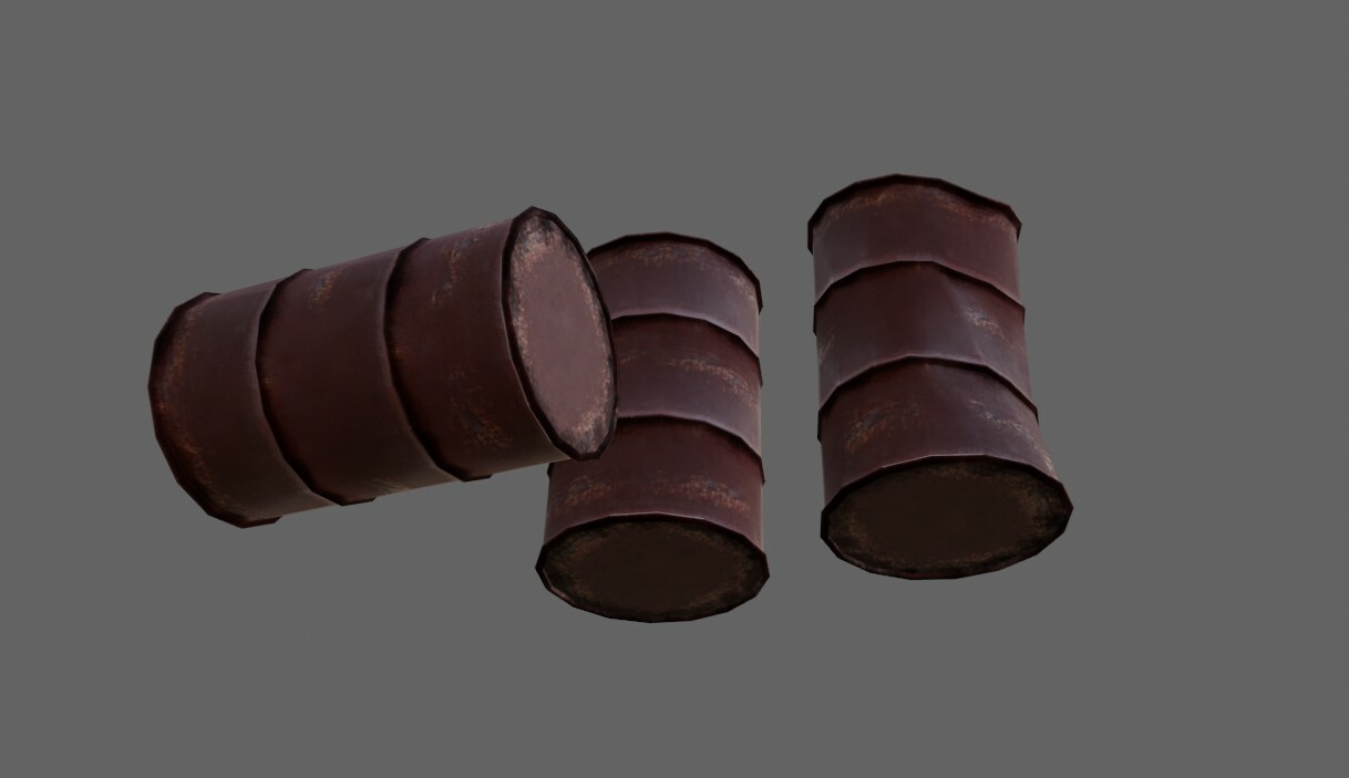 ArtStation - Old Rust Drums and Damaged Drums - 3D Model Low Poly ...
