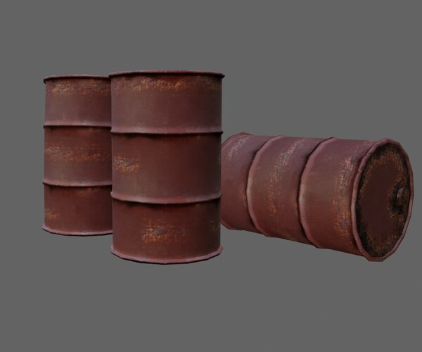 ArtStation - Old Rust Drums and Damaged Drums - 3D Model Low Poly ...
