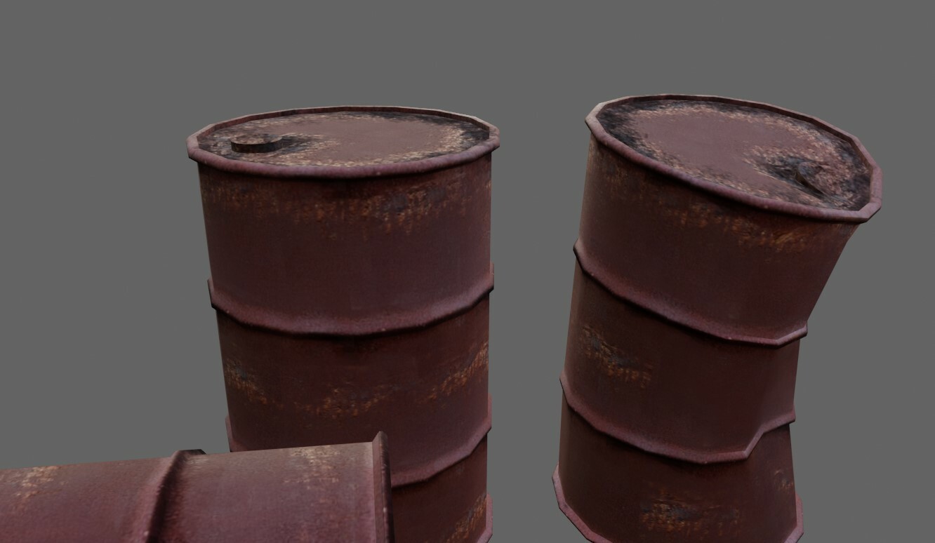 ArtStation - Old Rust Drums and Damaged Drums - 3D Model Low Poly ...