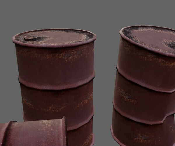 ArtStation - Old Rust Drums and Damaged Drums - 3D Model Low Poly ...