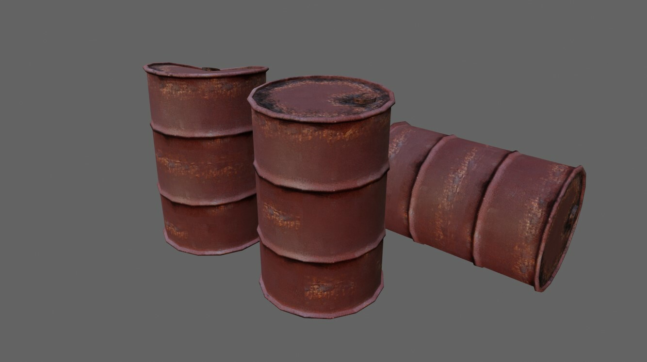 ArtStation - Old Rust Drums and Damaged Drums - 3D Model Low Poly ...
