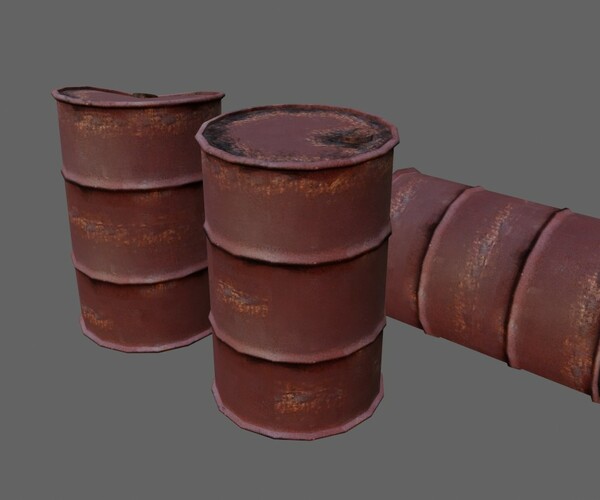 ArtStation - Old Rust Drums and Damaged Drums - 3D Model Low Poly ...
