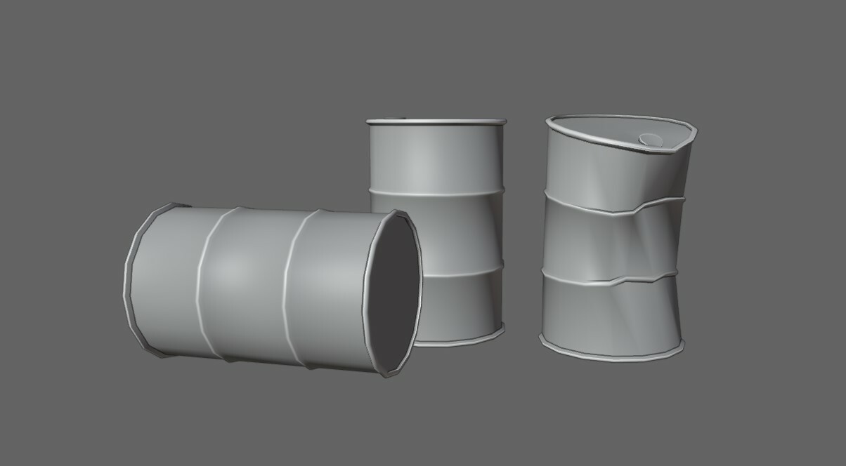ArtStation - Old Rust Drums and Damaged Drums - 3D Model Low Poly ...