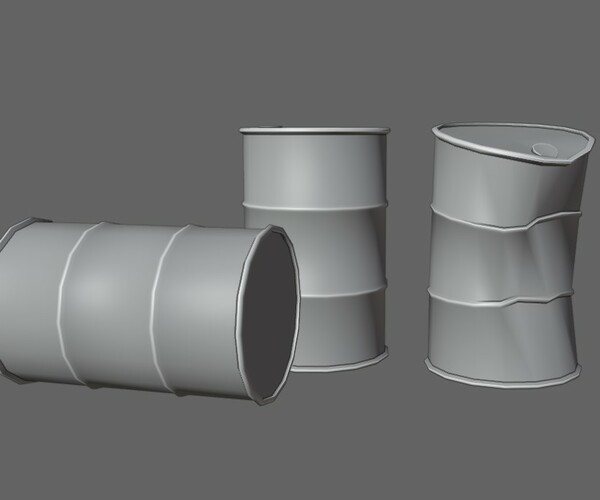 ArtStation - Old Rust Drums and Damaged Drums - 3D Model Low Poly ...