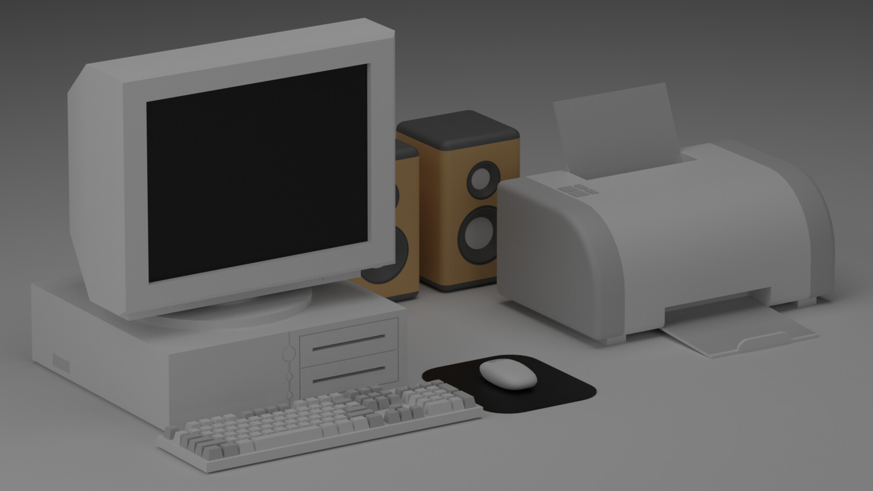 ArtStation - Cartoon Old Computer and Printer | Game Assets