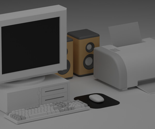 ArtStation - Cartoon Old Computer and Printer | Game Assets