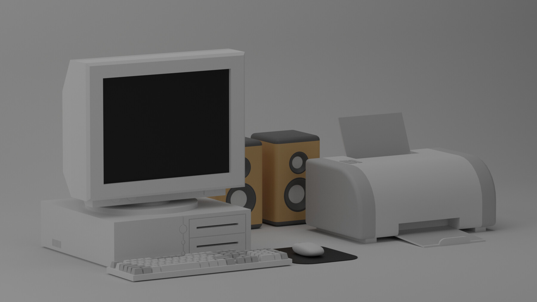 ArtStation - Cartoon Old Computer and Printer | Game Assets