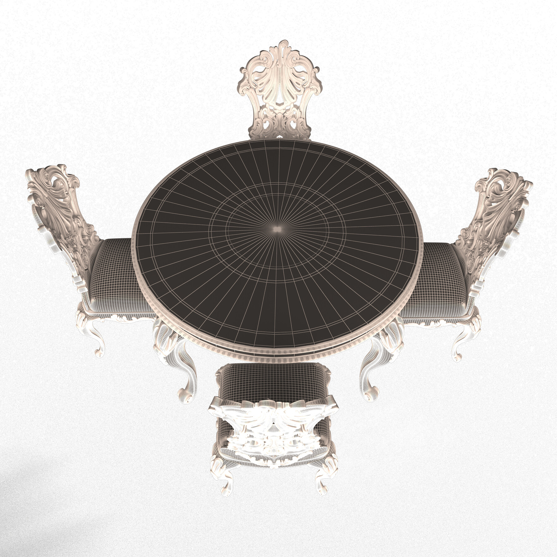 ArtStation - Classic Round Dinning Table and Chairs | Resources