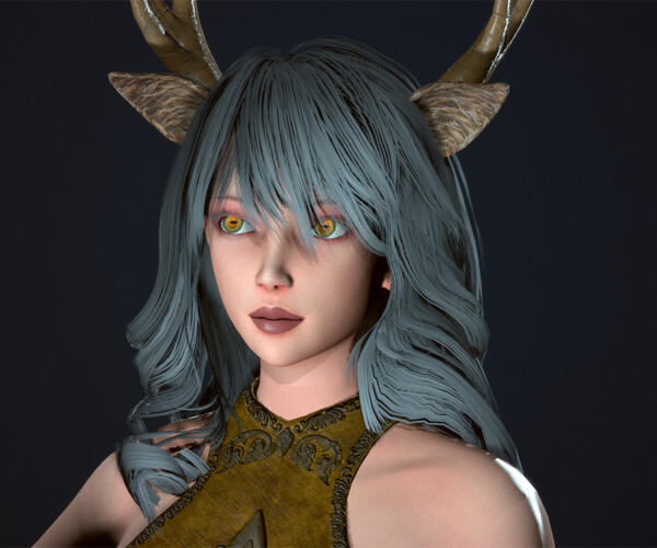 ArtStation - Forest Satyr Girl - Game Ready Low-poly 3D model | Game Assets