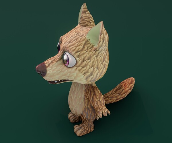ArtStation - Cartoon Red Wolf Rigged 3D Model | Game Assets
