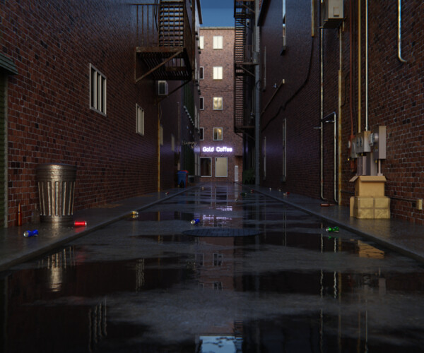 ArtStation - Back Alley 3d Scene | Resources