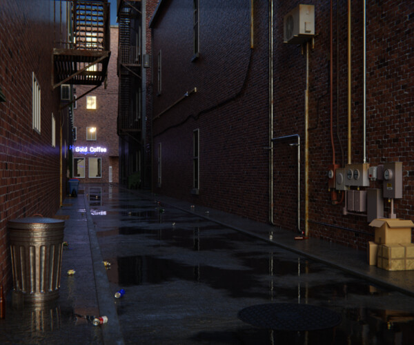 ArtStation - Back Alley 3d Scene | Resources