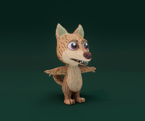 ArtStation - Cartoon Red Wolf Animated 3D Model | Game Assets