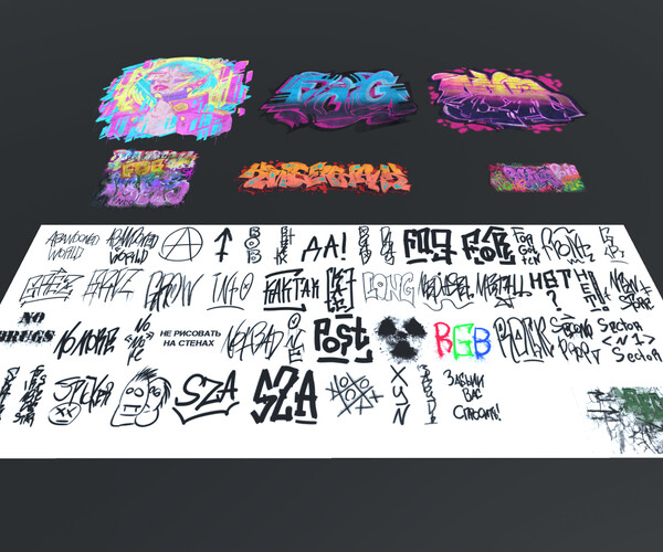 ArtStation - Graffiti Tag Pack Decals II | Game Assets