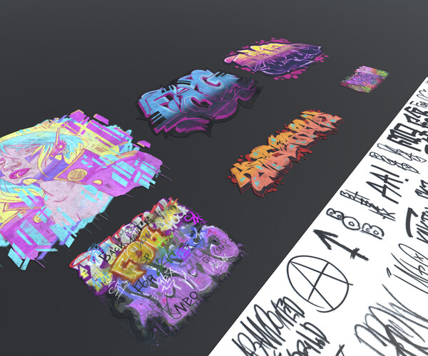ArtStation - Graffiti Tag Pack Decals II | Game Assets