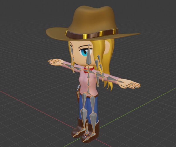 ArtStation - Animated Western Cowgirl - Toon Cowboy | Game Assets