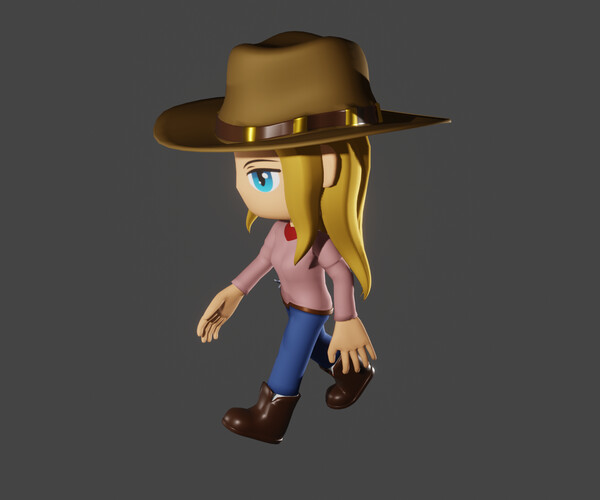 ArtStation - Animated Western Cowgirl - Toon Cowboy | Game Assets