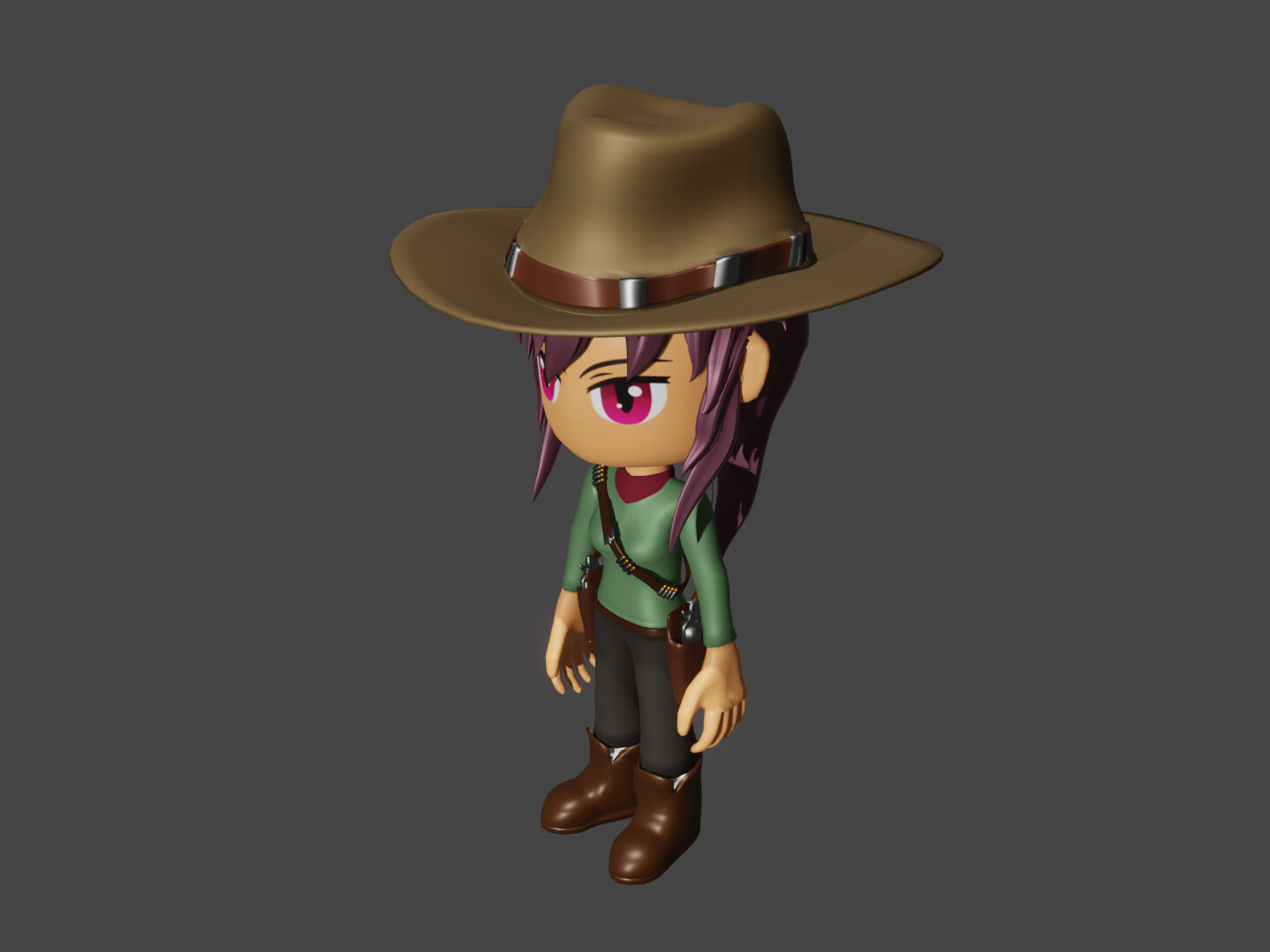 ArtStation - Animated western Female Gunslinger- Toon Cowgirl | Game Assets