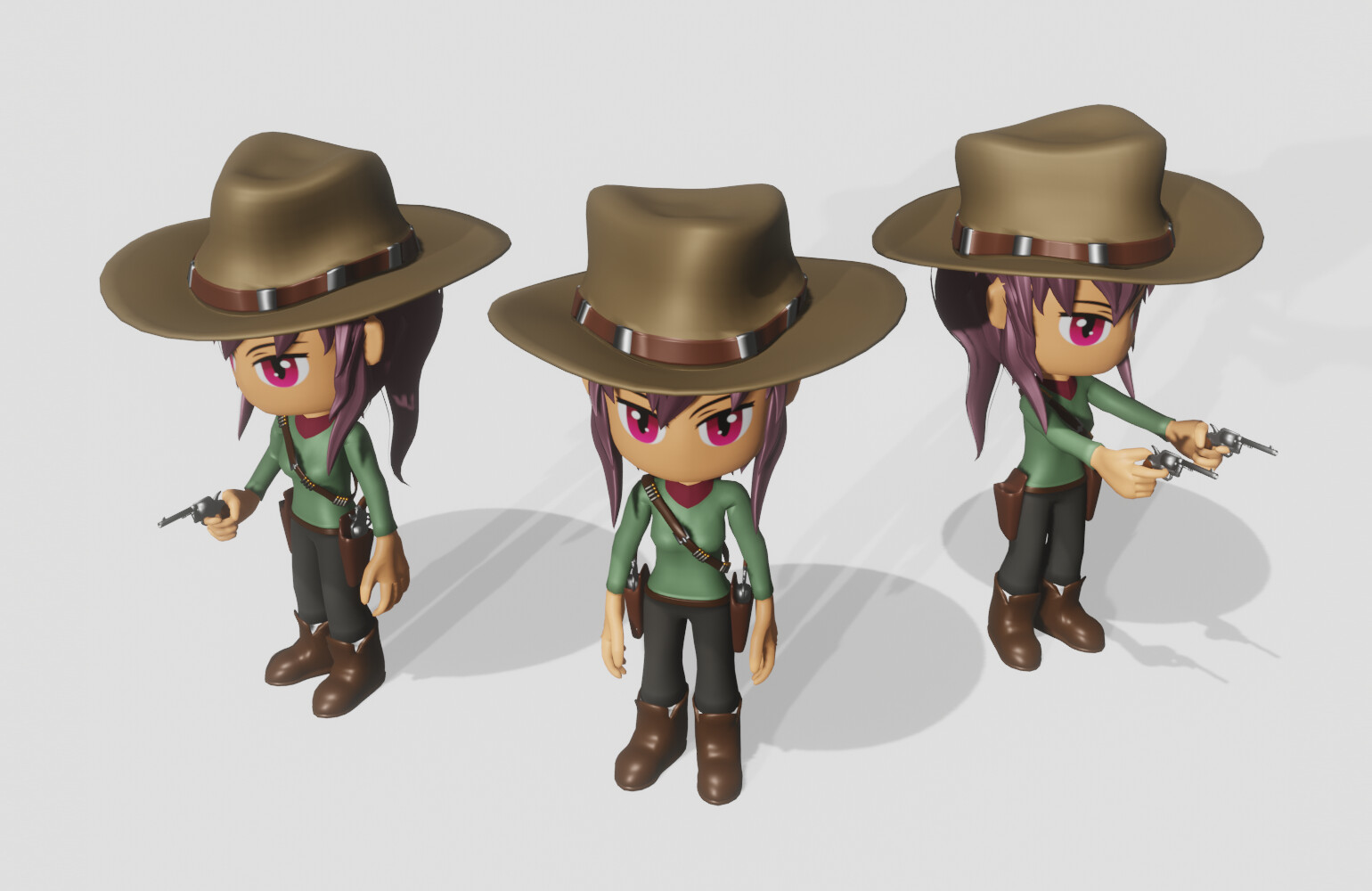 ArtStation - Animated western Female Gunslinger- Toon Cowgirl | Game Assets