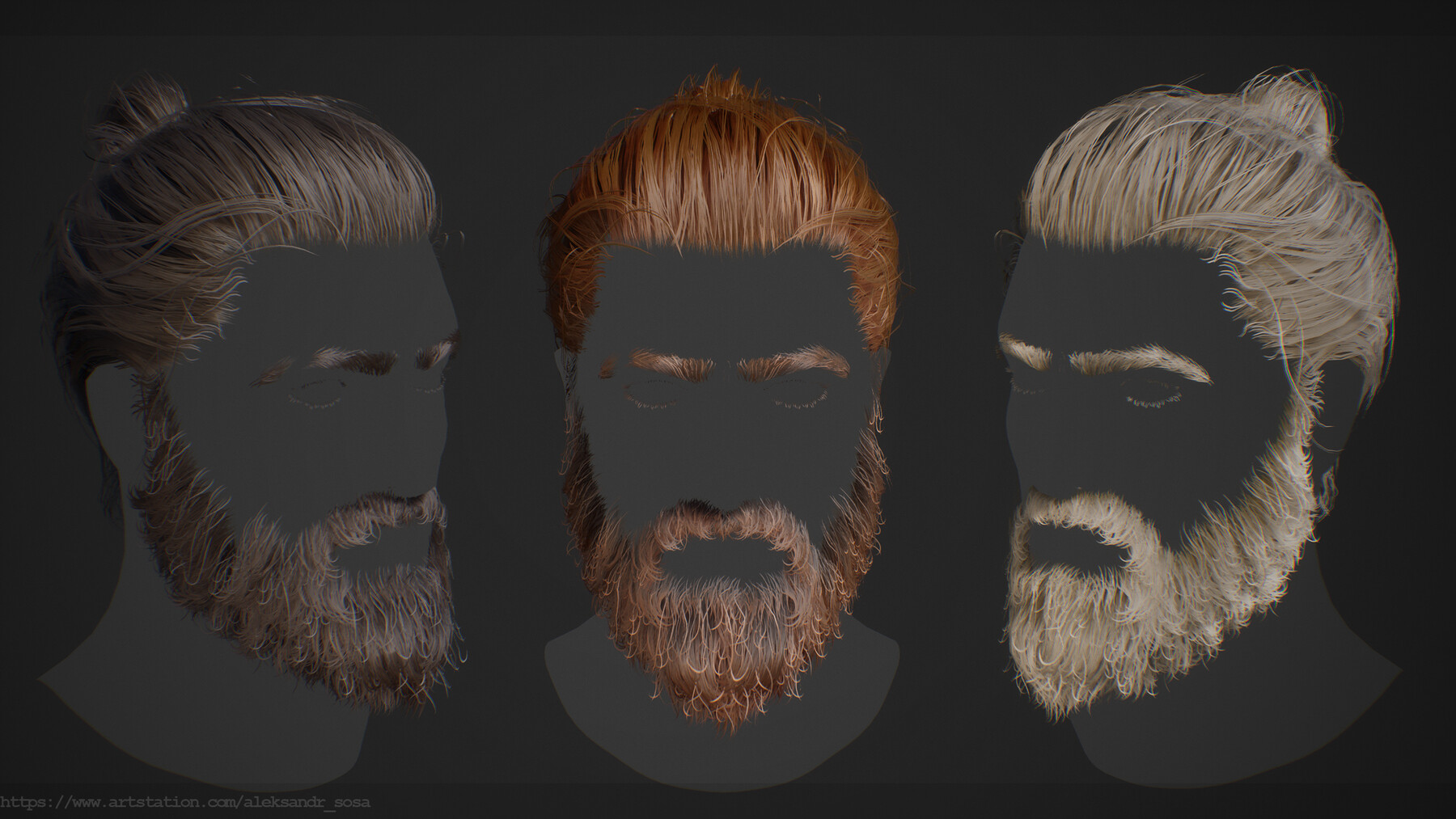 ArtStation - Real-Time Men's Hairstyle (hair, beard, eyebrows for game ...
