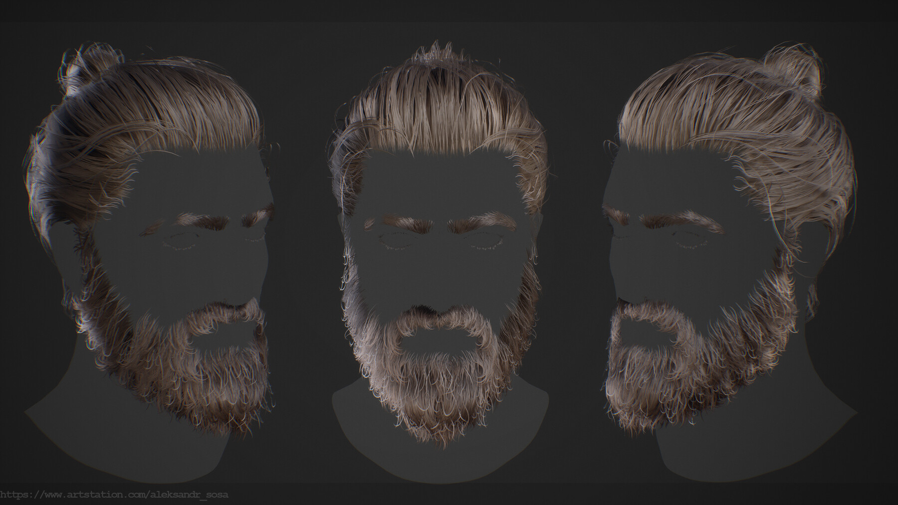 ArtStation - Real-Time Men's Hairstyle (hair, beard, eyebrows for game ...
