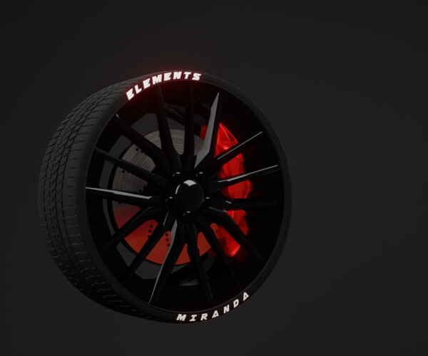 ArtStation - Sports tires and rims, red hot brake disc + brake caliper ...