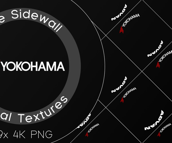 ArtStation - 29x Yokohama tire sidewall 4K PNG decals | Game Assets