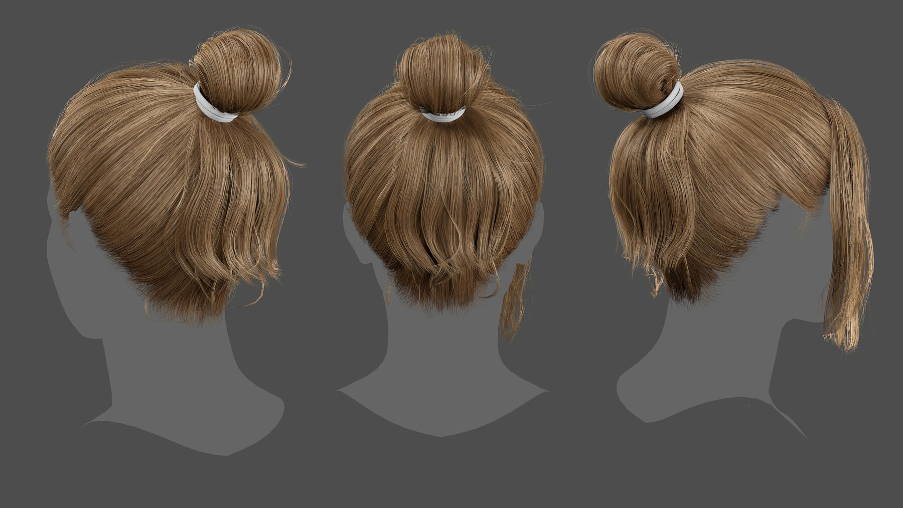 ArtStation - Realtime Realistic Bun Hairstyle | Game Assets