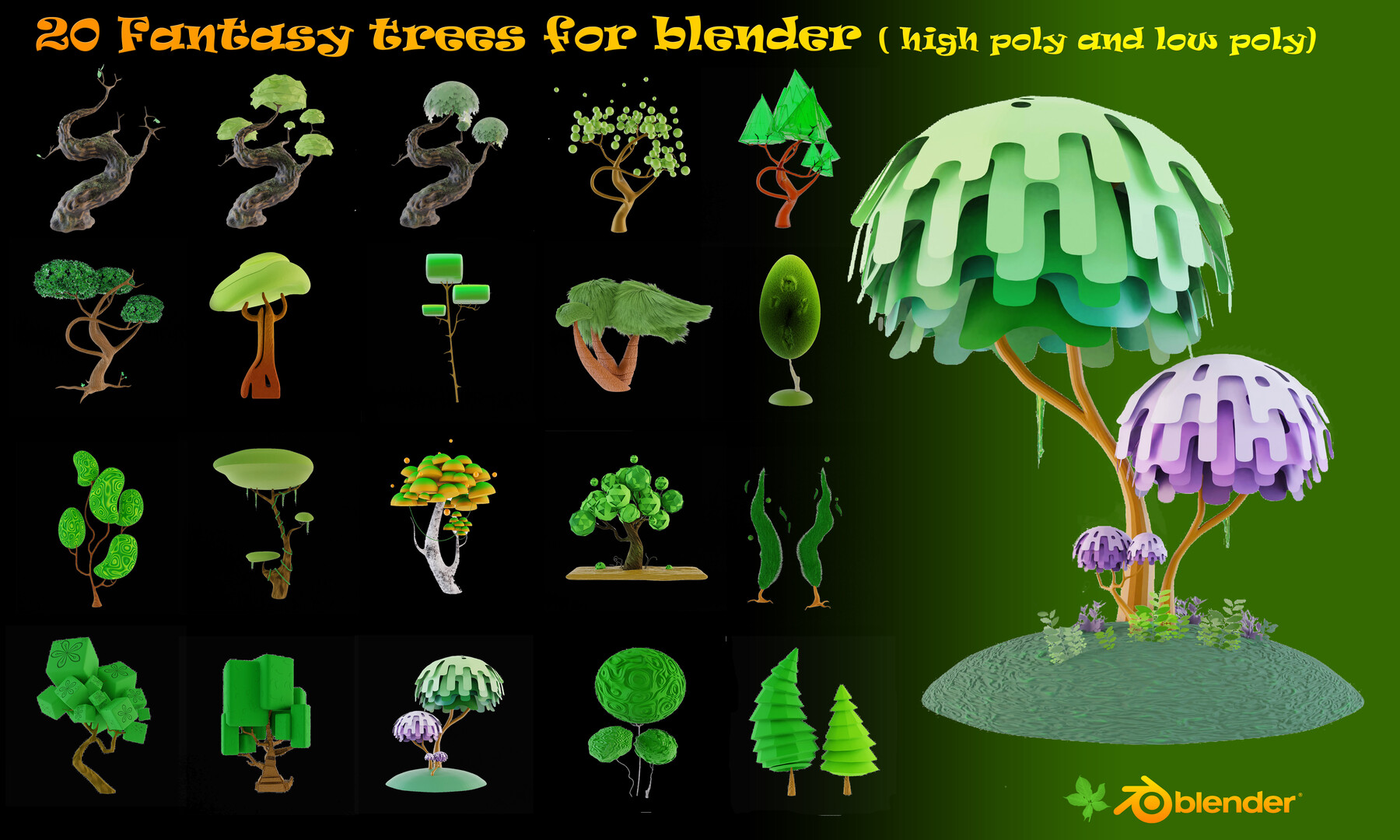 ArtStation - Blender trees pack- vol01 | Game Assets