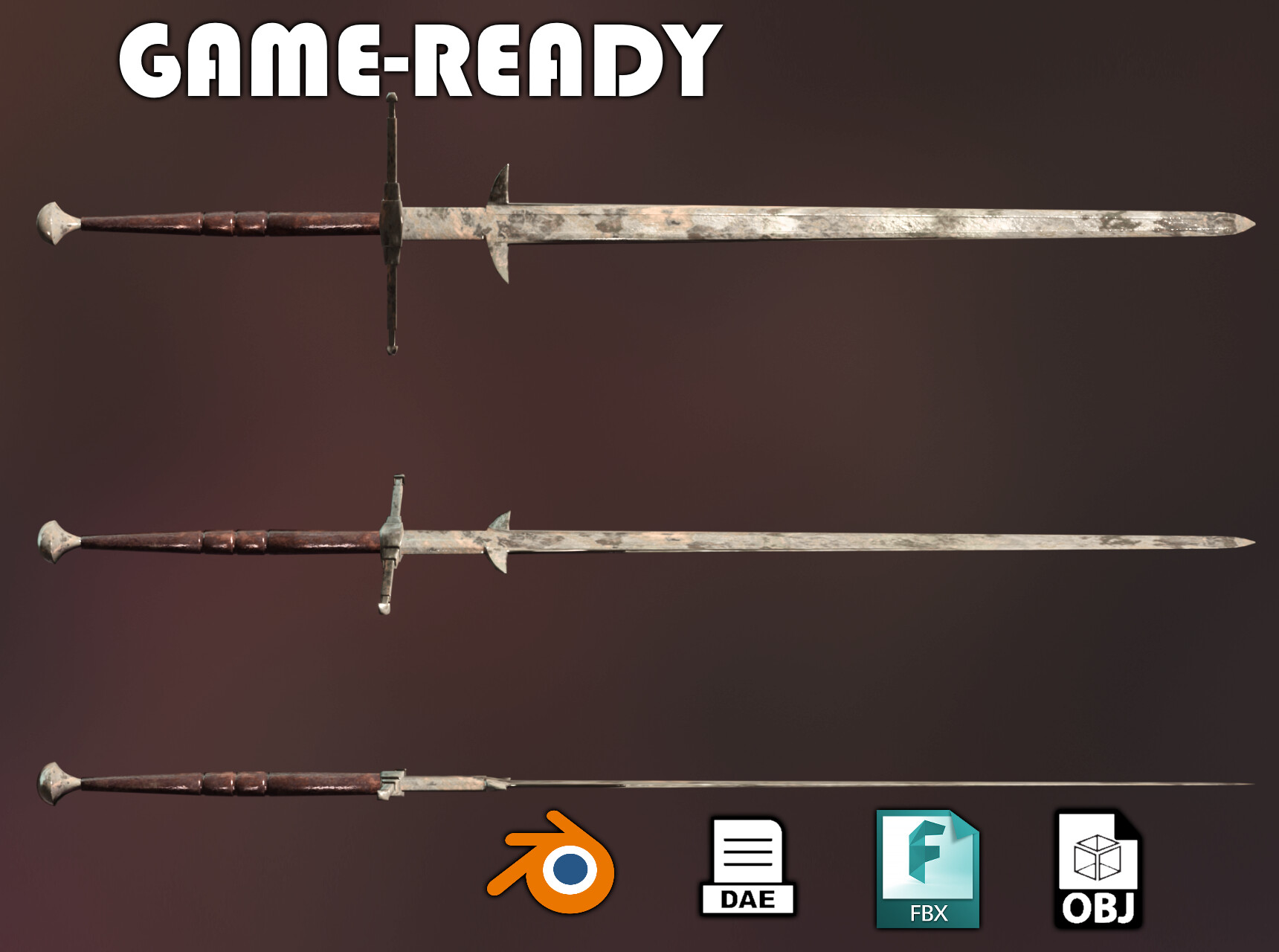 ArtStation - Rusted Great Sword - Rusted zweihander | Game Assets