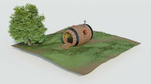 ArtStation - fantasy barrel home | Game Assets